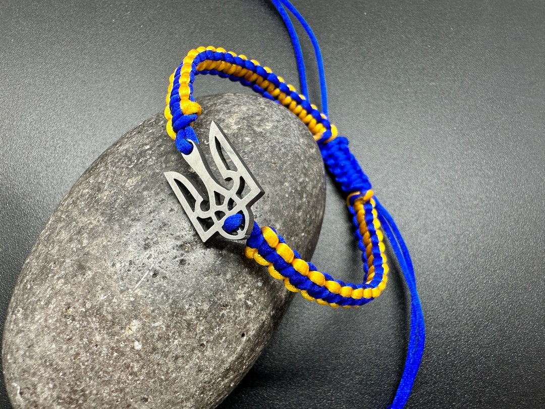 I Stand With Ukraine, Ukrainian Trident Bracelet, I Serve Ukraine, Blue ...