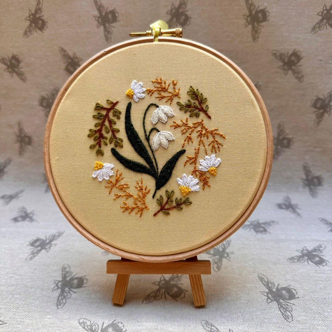 Hand Embroidered Snowdrop Floral Crewel Work Finished in 6 Hoop. - Etsy