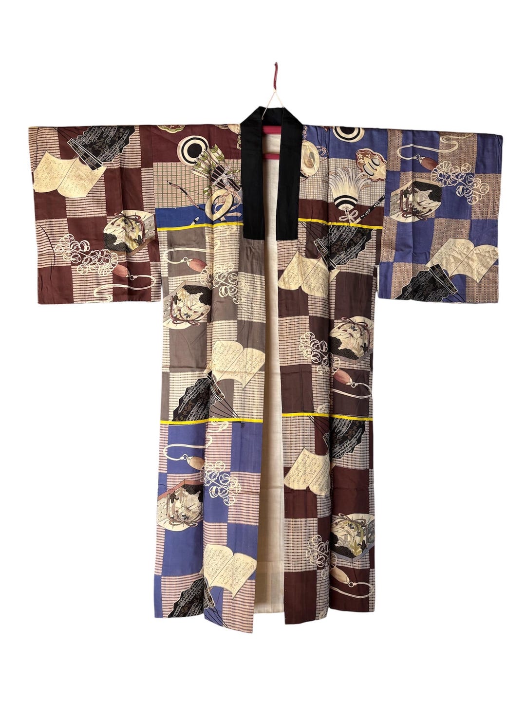 Vintage Japanese Men's Juban Kimono, Patchwork Pattern Samurai Under ...