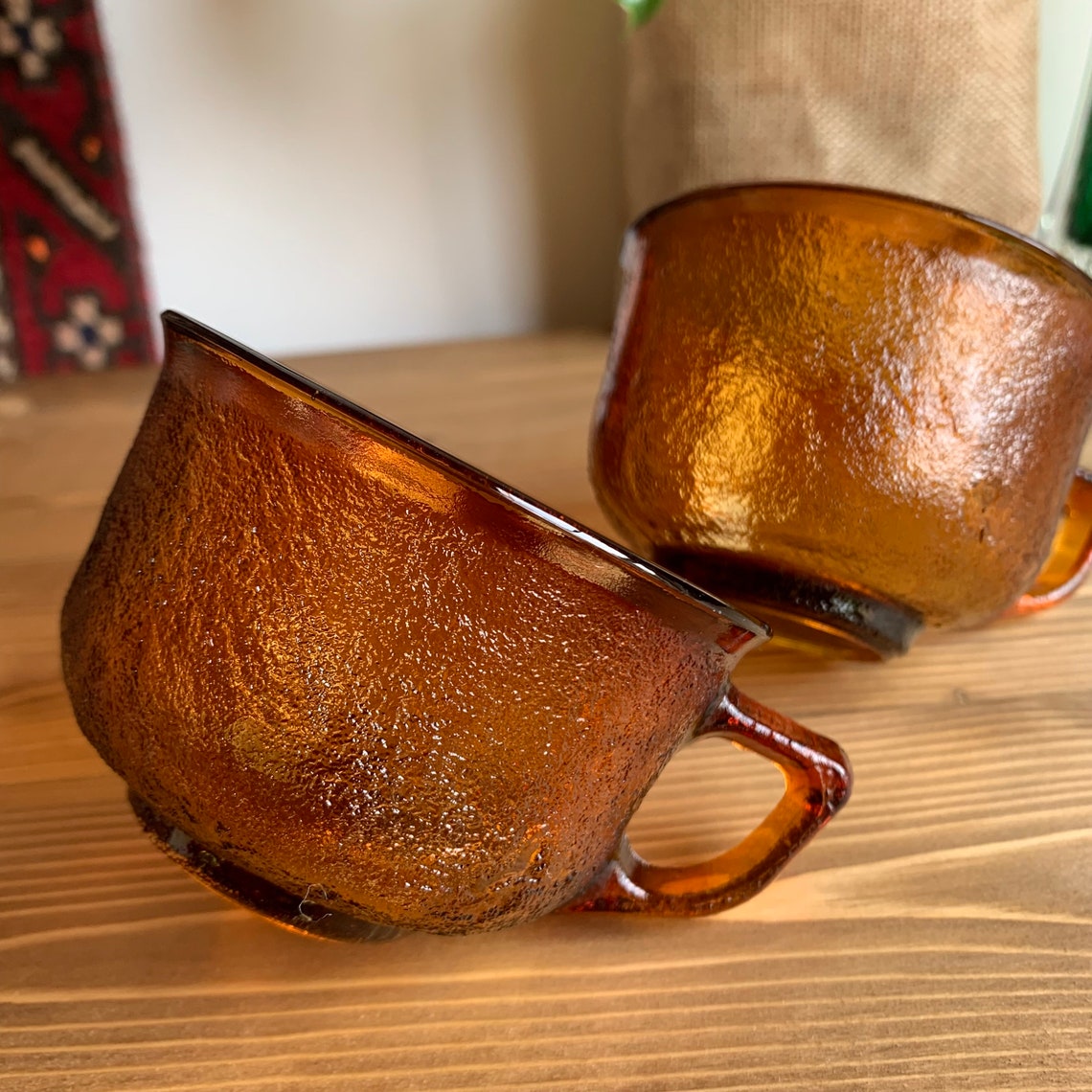 Vintage Arcoroc Sierra Umber Glass Cups and Saucers, Made in France ...