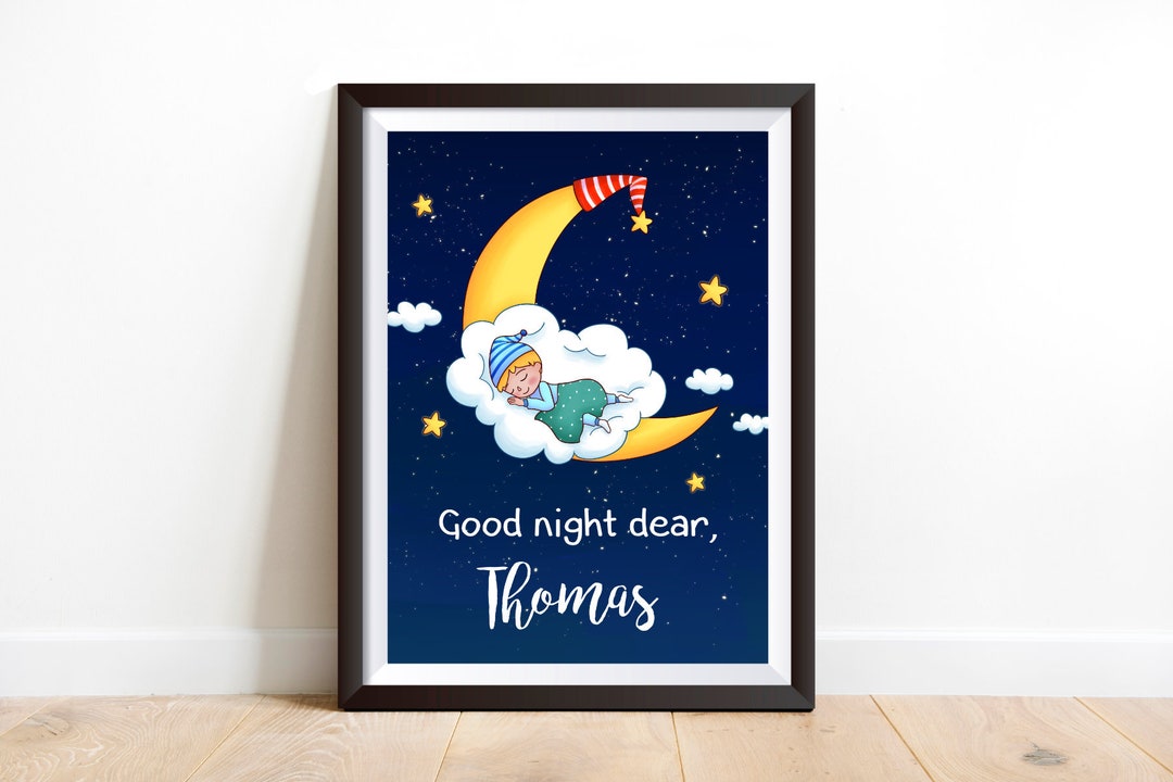 Personalised Kid Poster / Goodnight Illustration / Kid Custom Portrait ...