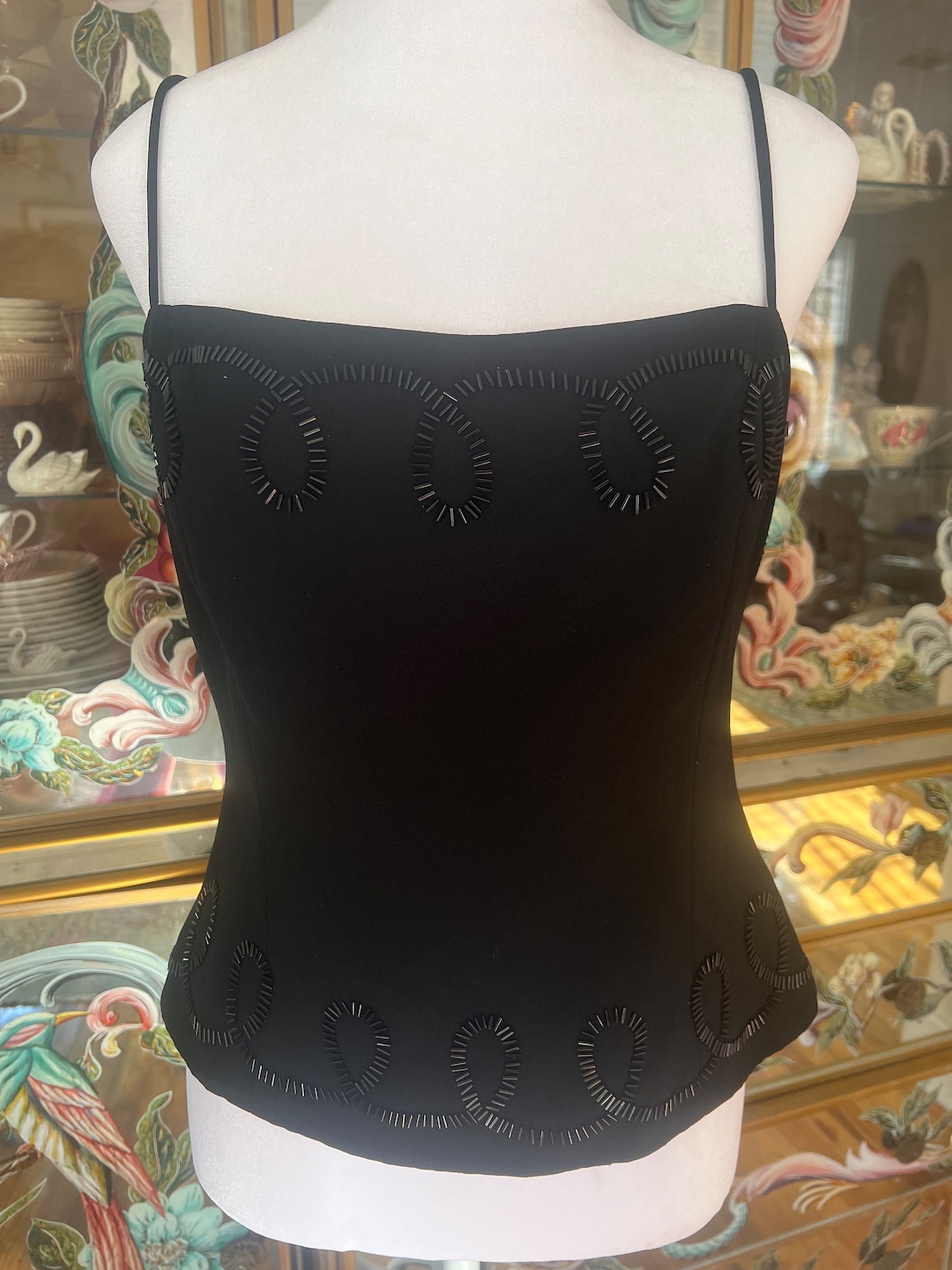 90s Beaded Black Corset Top - Etsy