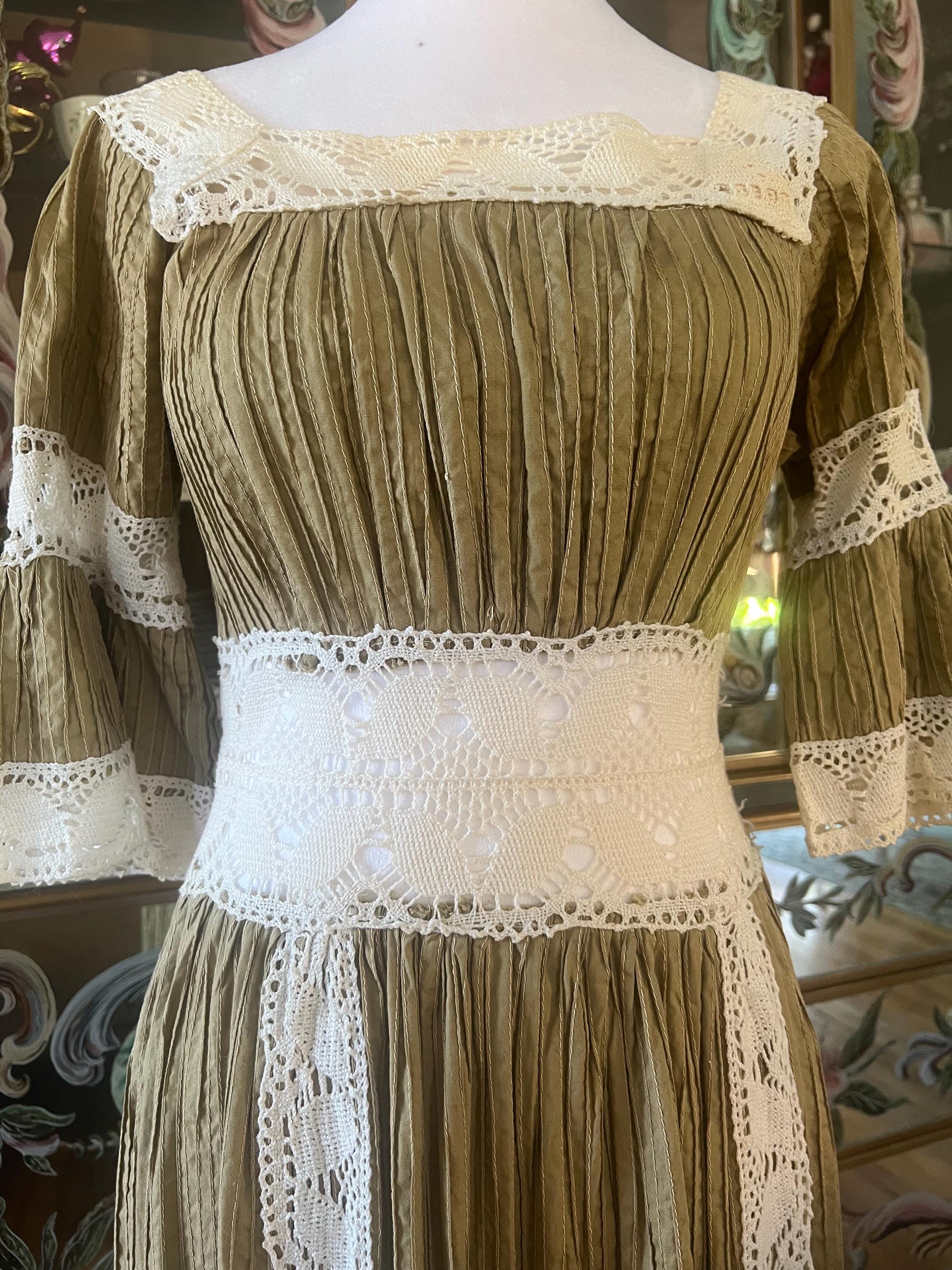 1970s Mexican Wedding Dress Lace Crochet Cotton - Etsy