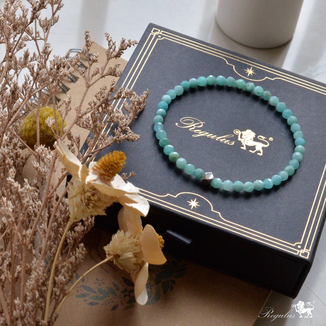 Amazonite Bracelet,faceted Glitter Amazonite,natural Amazonite,stretch ...