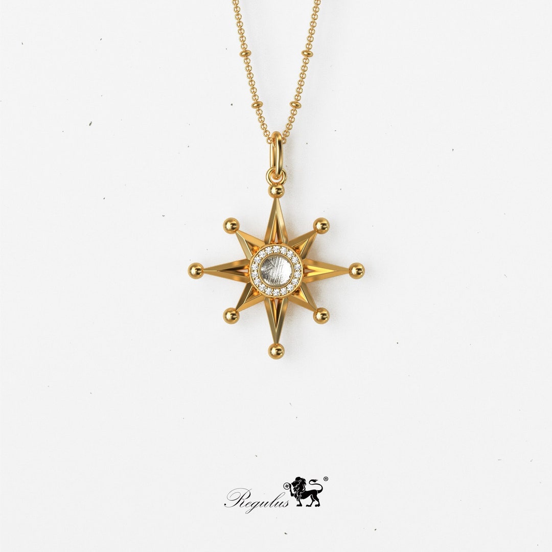 Muonionalusta Meteorite Pendant: Natural Gem Inlay, Pure Gold Plated - Etsy