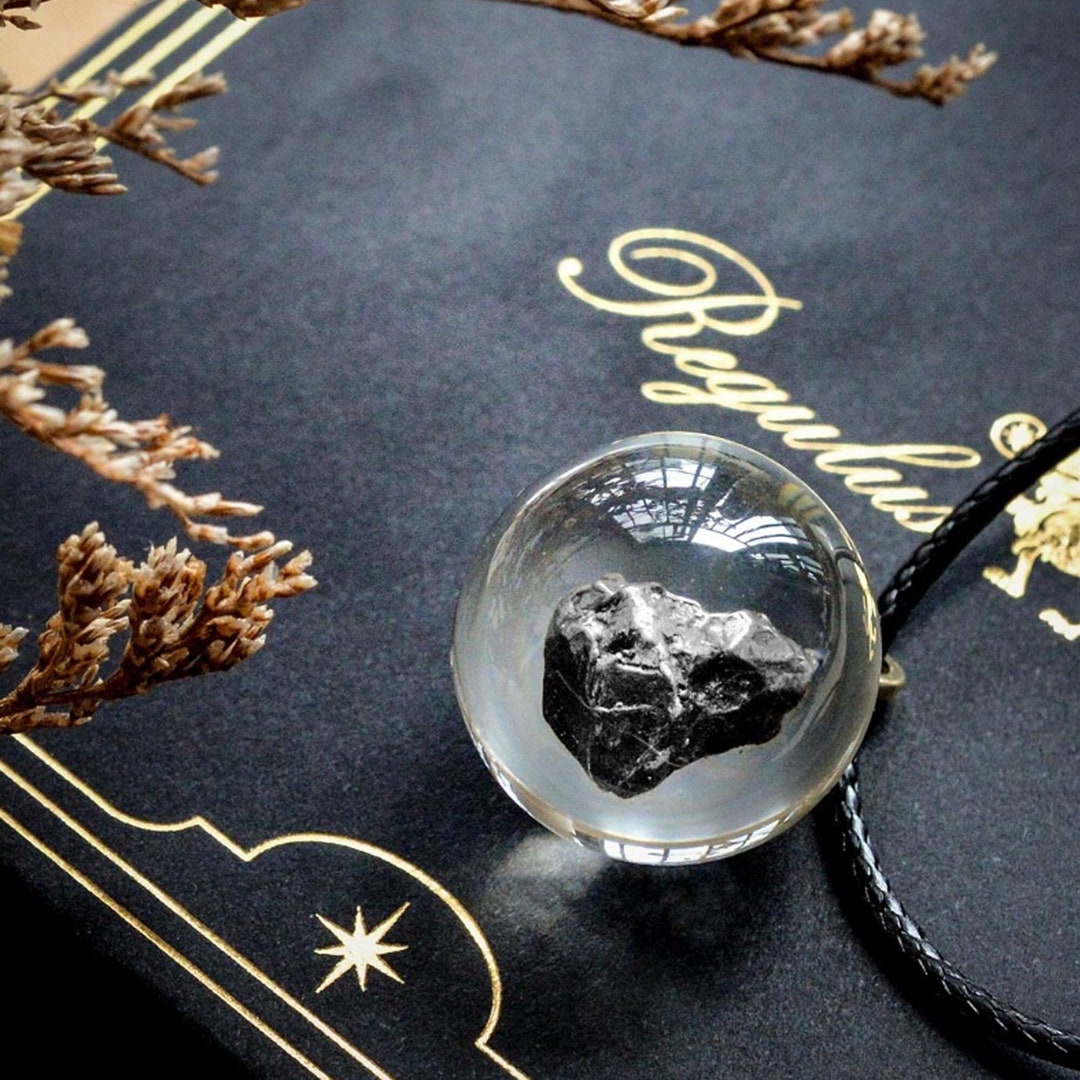 Meteorite Crystal Ball Pendant,campo Del Cielo Iron Meteorite Inside ...