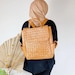 70s Italian Woven Rattan Backpack With Linen Flap Closure | Vintage ...