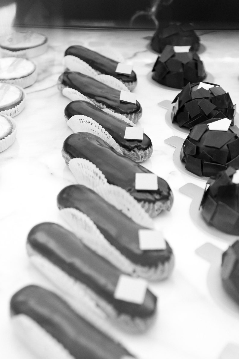 Eclairs Print, French Bakery Art, Black and White Photograph of Paris ...