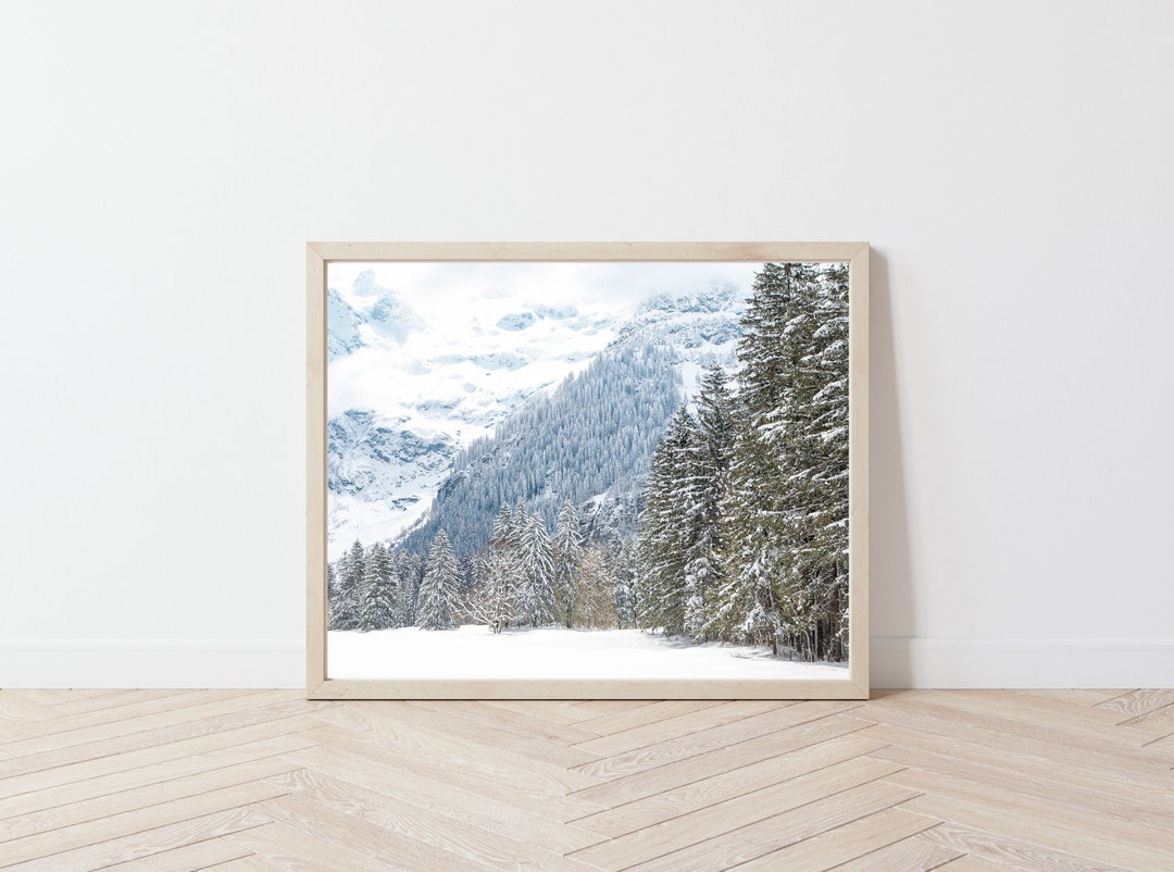 Snowy Pine Trees, Snowy Mountain Print, Winter Art Print Set, Outdoor ...