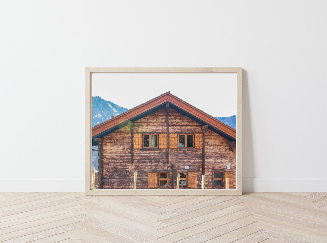 Cabin Wall Art, Cabin Decor Rustic, Mountain Cabin Art, Snowy Lodge ...