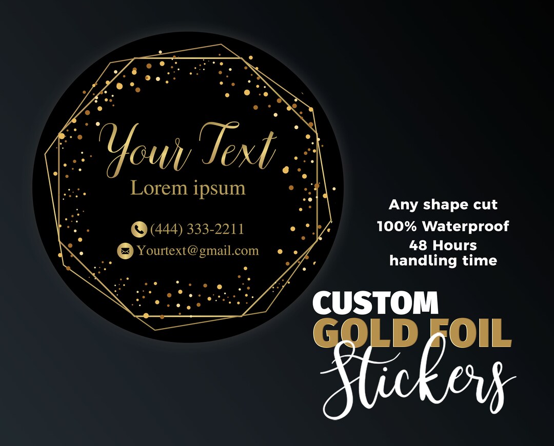 Personalized Gold Metallic Stickers: Waterproof Vinyl Logo Labels - Etsy