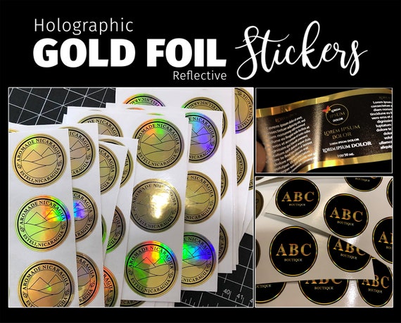 Custom Gold Holographic Foil Stickers Metallic Reflective - Etsy