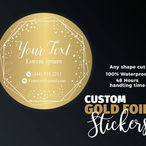 Personalized Metallic Gold Stickers 100% Waterproof, Custom Gold Label ...