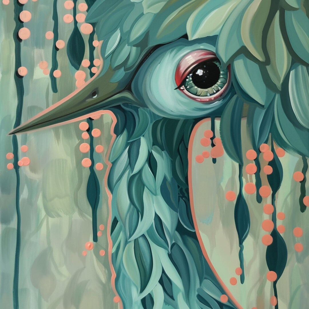 Digital Print, 12x12 Art Print, Jade Birds, Art, Digital, Wall Art ...