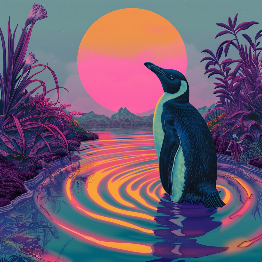 Digital Print, 10x10 Print, Penguin Art, Penguin, Fantasy Art, Wall Art ...