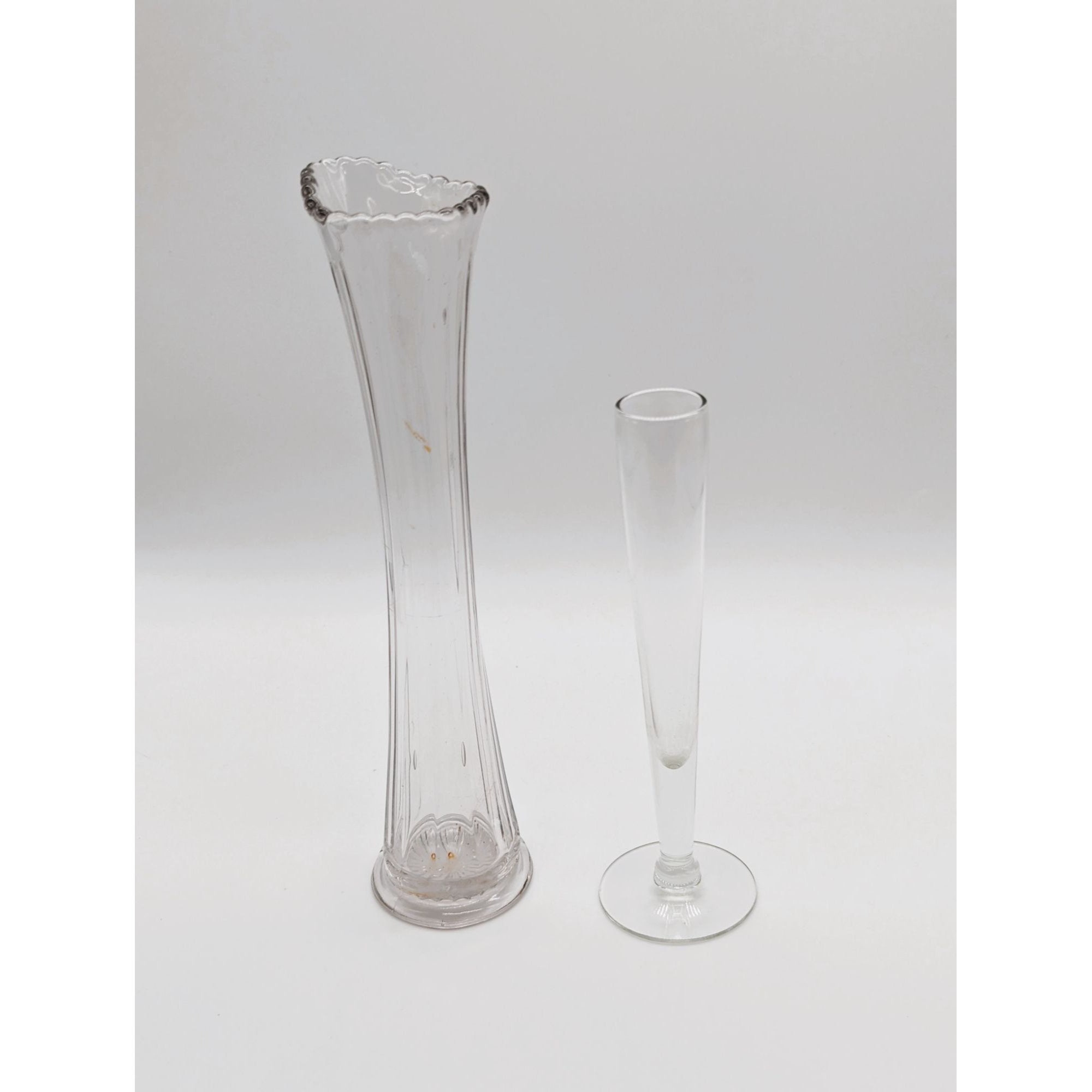 Vintage Clear Glass Bud Vases Scalloped Edge Pair - Etsy