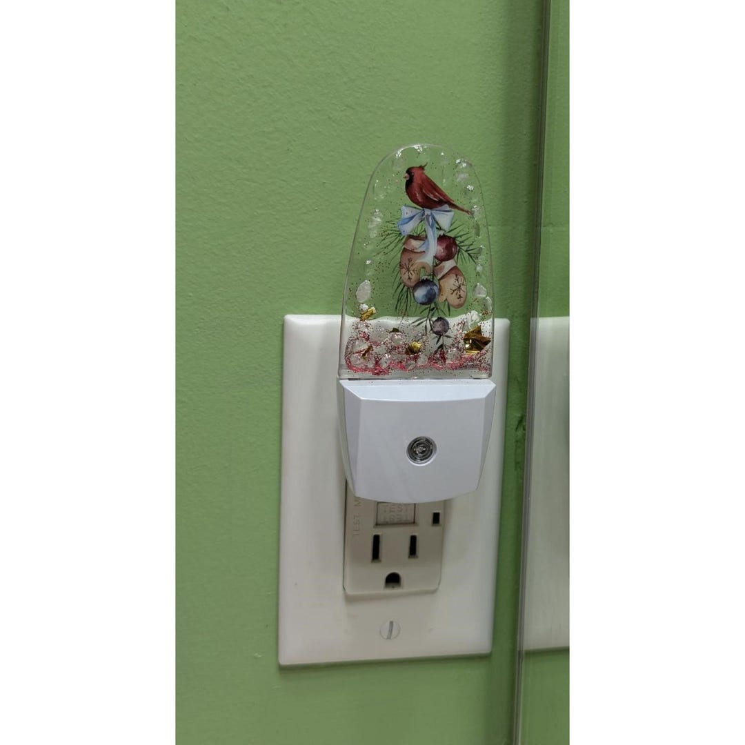 Night Light With a Cardinal Christmas Decor Image Plug-in LED Blue 3 ...
