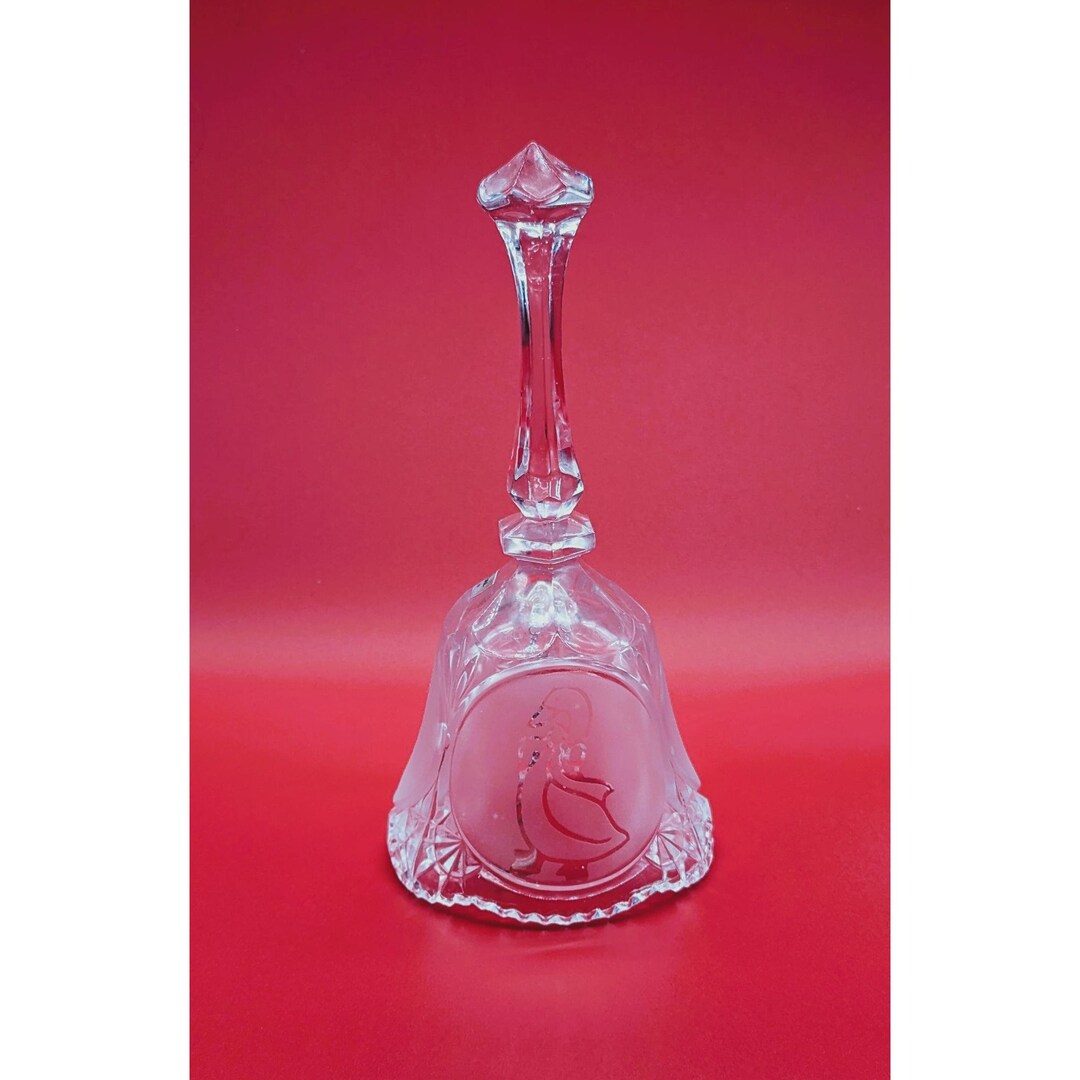 Vintage Lead Crystal Bell Etched Goose Scalloped Edge - Etsy