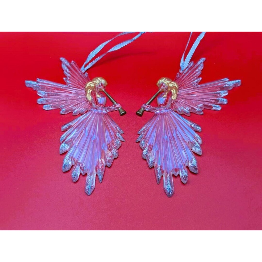 Blonde Angel Duo Wearing Blue Dresses With Gold Glitter and Gold ...