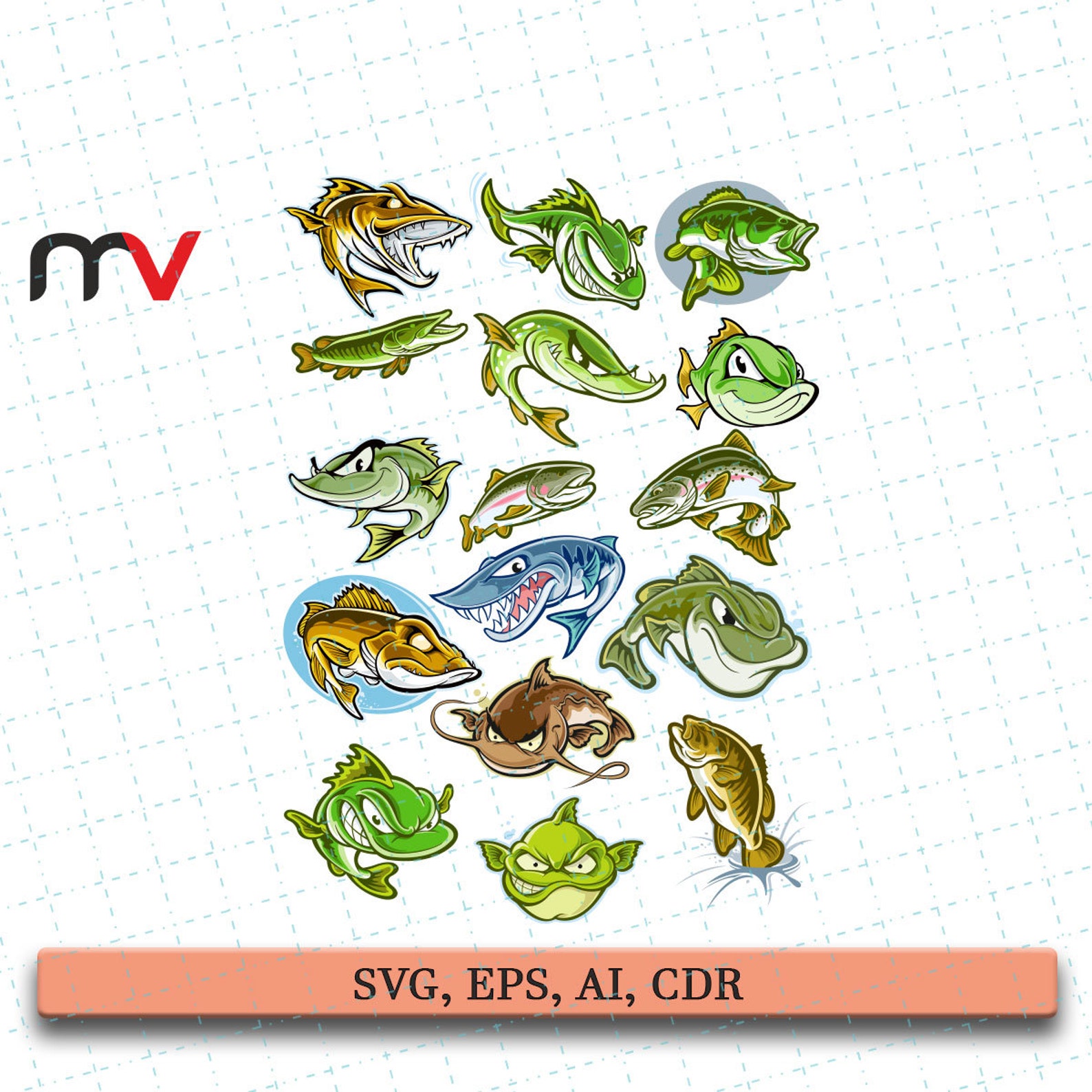 Angry Fish Angry Design Art SVG PNG Clipart Vector | Etsy