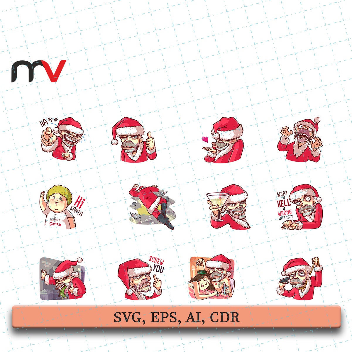 Bad Santa Svg Bundle Very Bad Santa stickers Bad Santa Bad | Etsy