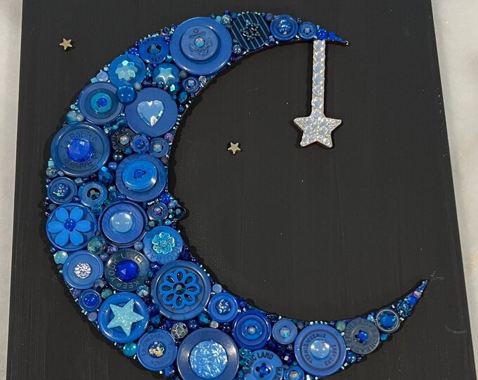 Blue Moon, Button Art, Nursery Decor, Blue Decor, Vintage Buttons, Free ...