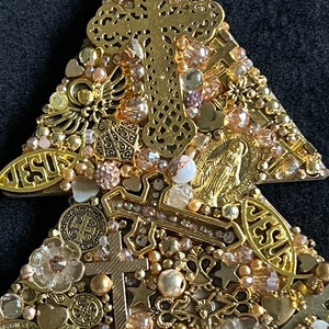 Jeweled Christmas Tree,upcycled Jewelry,religious Icons, Wedding Gift ...