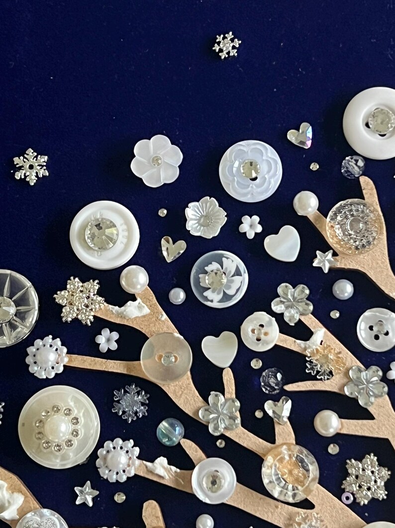 Button Art Winter Tree: Vintage Buttons, Swarovski Rhinestones, Velvet ...