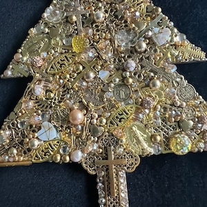 Jeweled Christmas Tree,upcycled Jewelry,religious Icons, Wedding Gift ...
