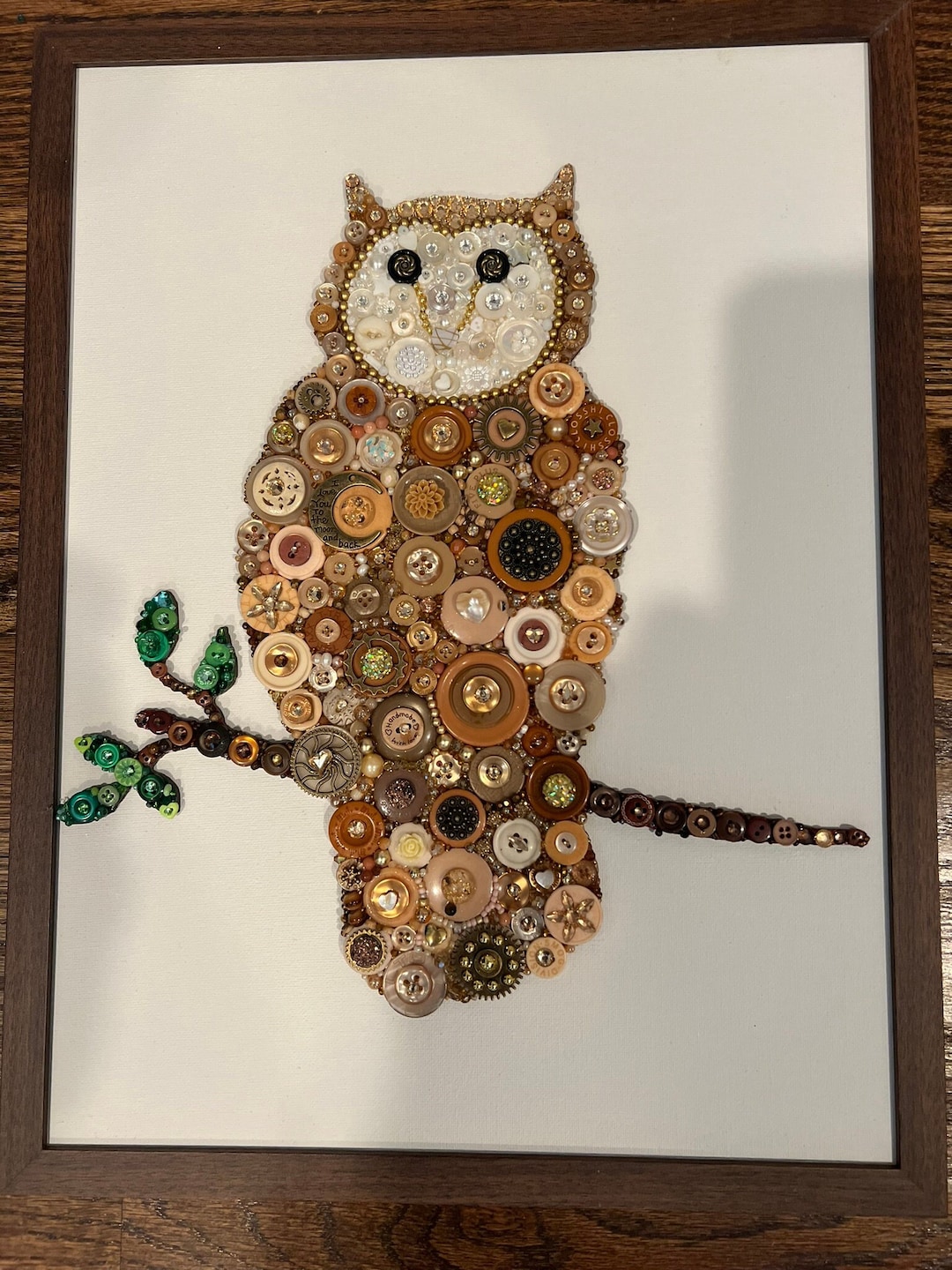 Owl,woodland Nursery,owl Button Art, Owl on Perch, Birthday, Gift for ...