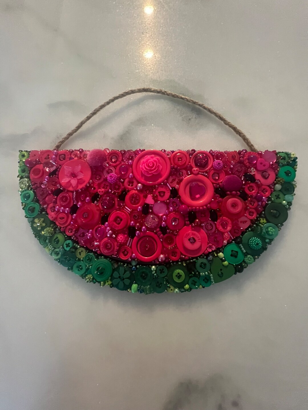 Vintage Button Watermelon Art, Fuchsia Kitchen Wall Hanging - Etsy