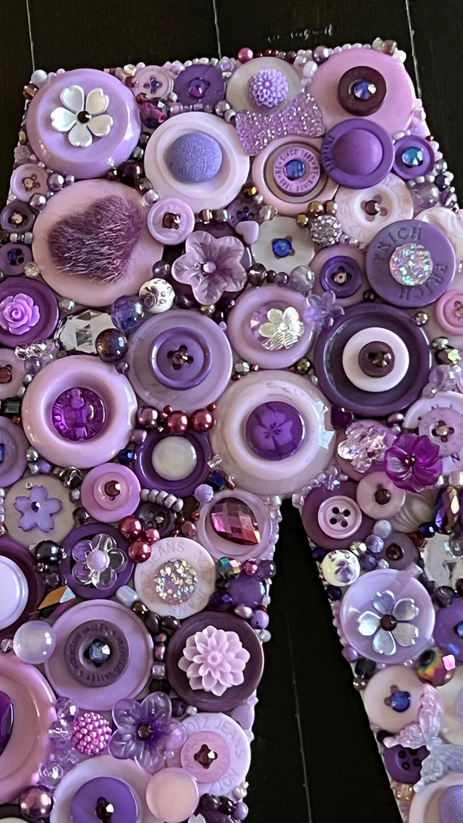 Purple Button Letter Art, Embellished Initial Decor (14x10 In) - Etsy