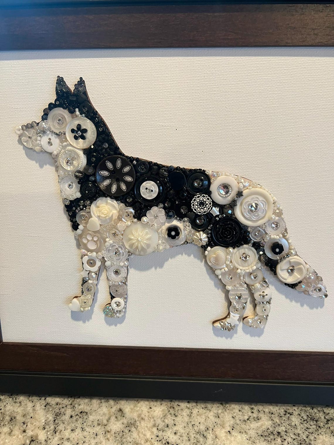Huskie Dog Button Art, Pet Memorial, Framed Canvas - Etsy