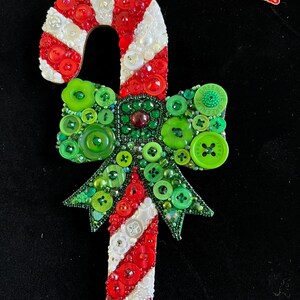 Vintage Button Art Candy Cane, Silver Framed Christmas Decor - Etsy