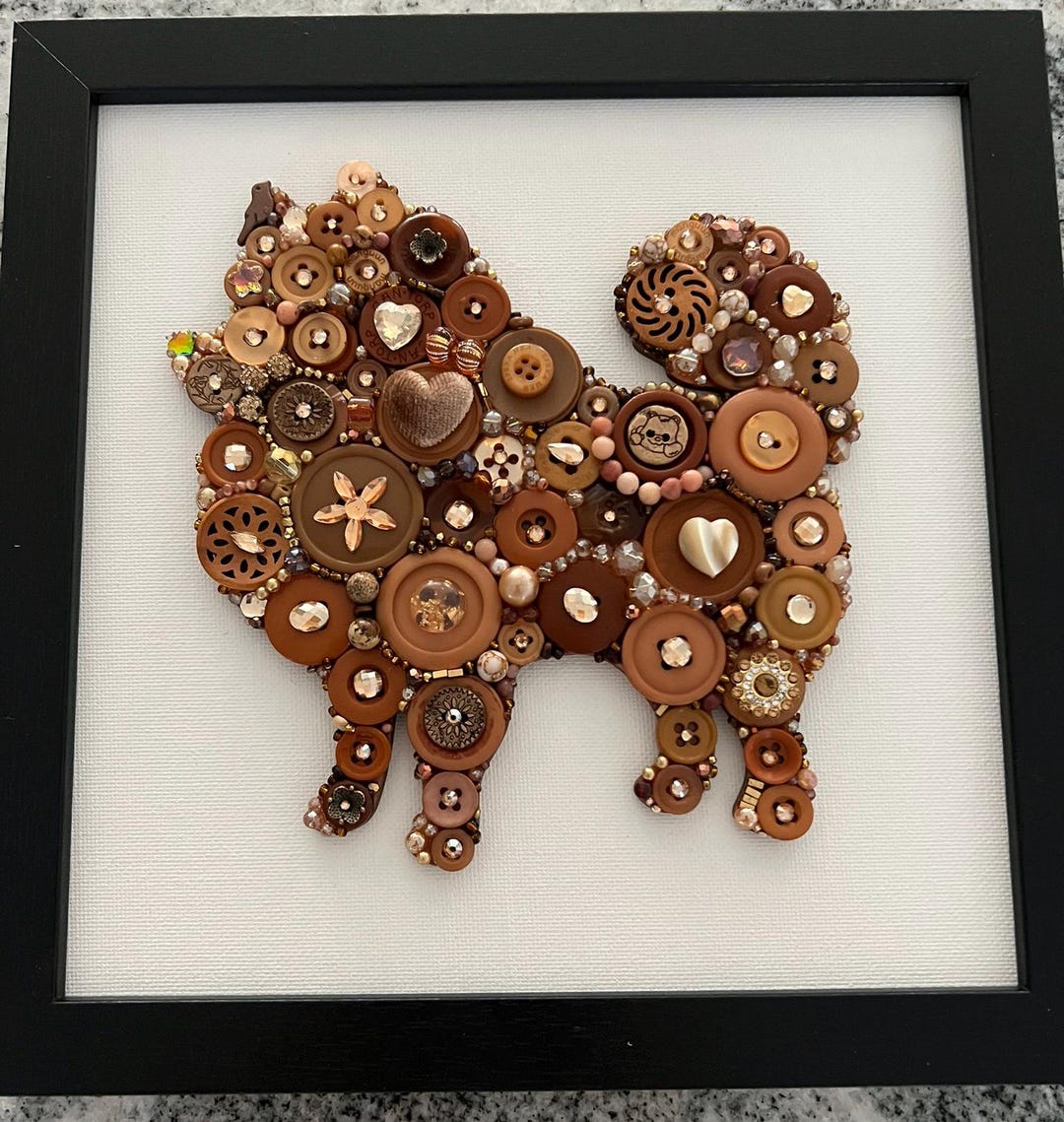 Pomeranian Dog Button Art, Vintage Button Mosaic, Pet Memorial - Etsy