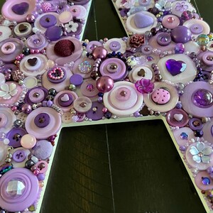 Alphabet Letter Art, Purple Decor, Vintage Buttons, Customizable Art ...