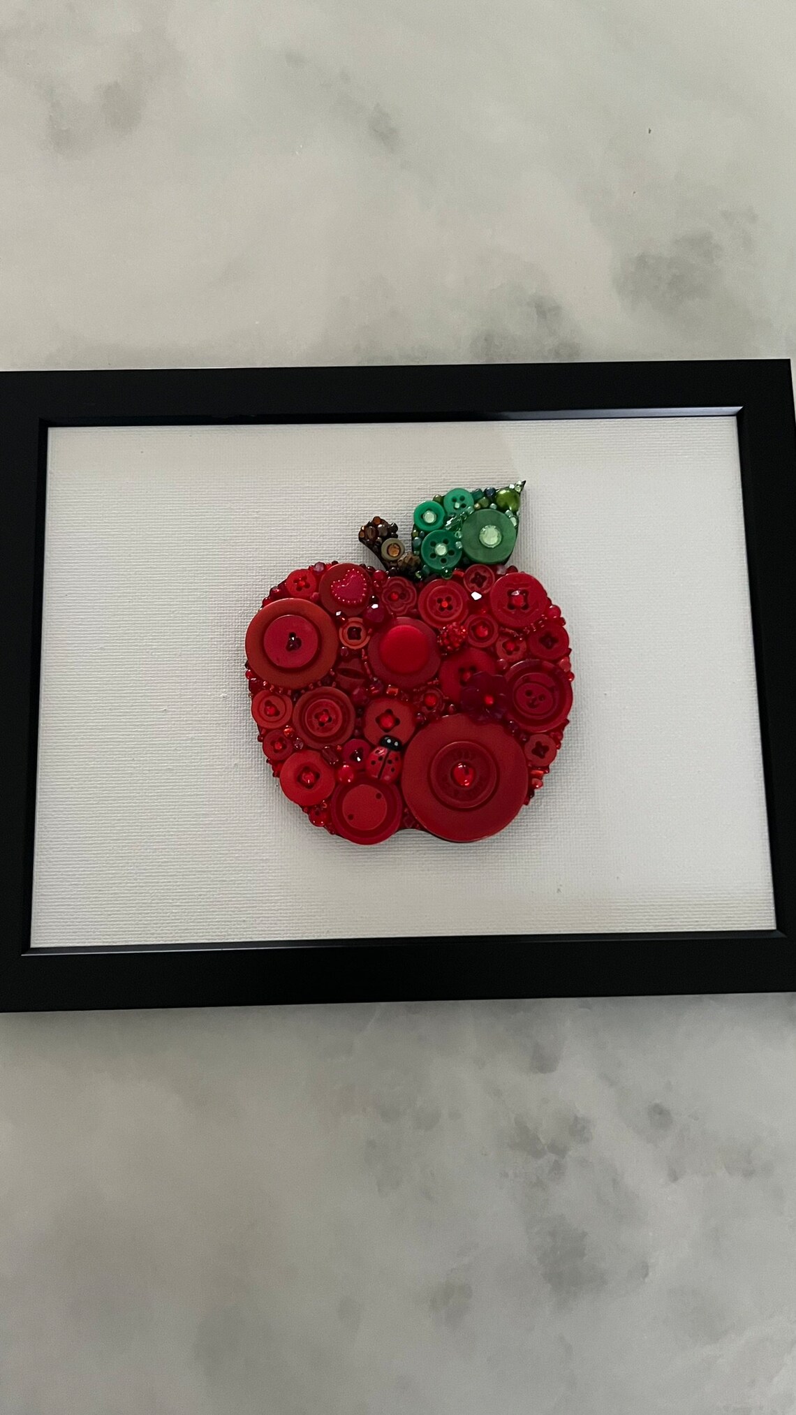 Red Apple Button Art, Vintage Button Decor, Teacher Gift - Etsy