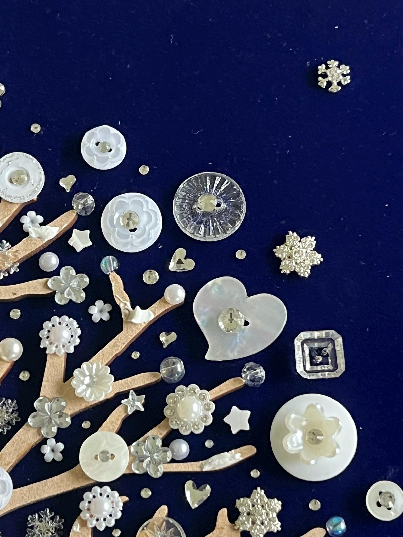 Button Art Winter Tree: Vintage Buttons, Swarovski Rhinestones, Velvet ...