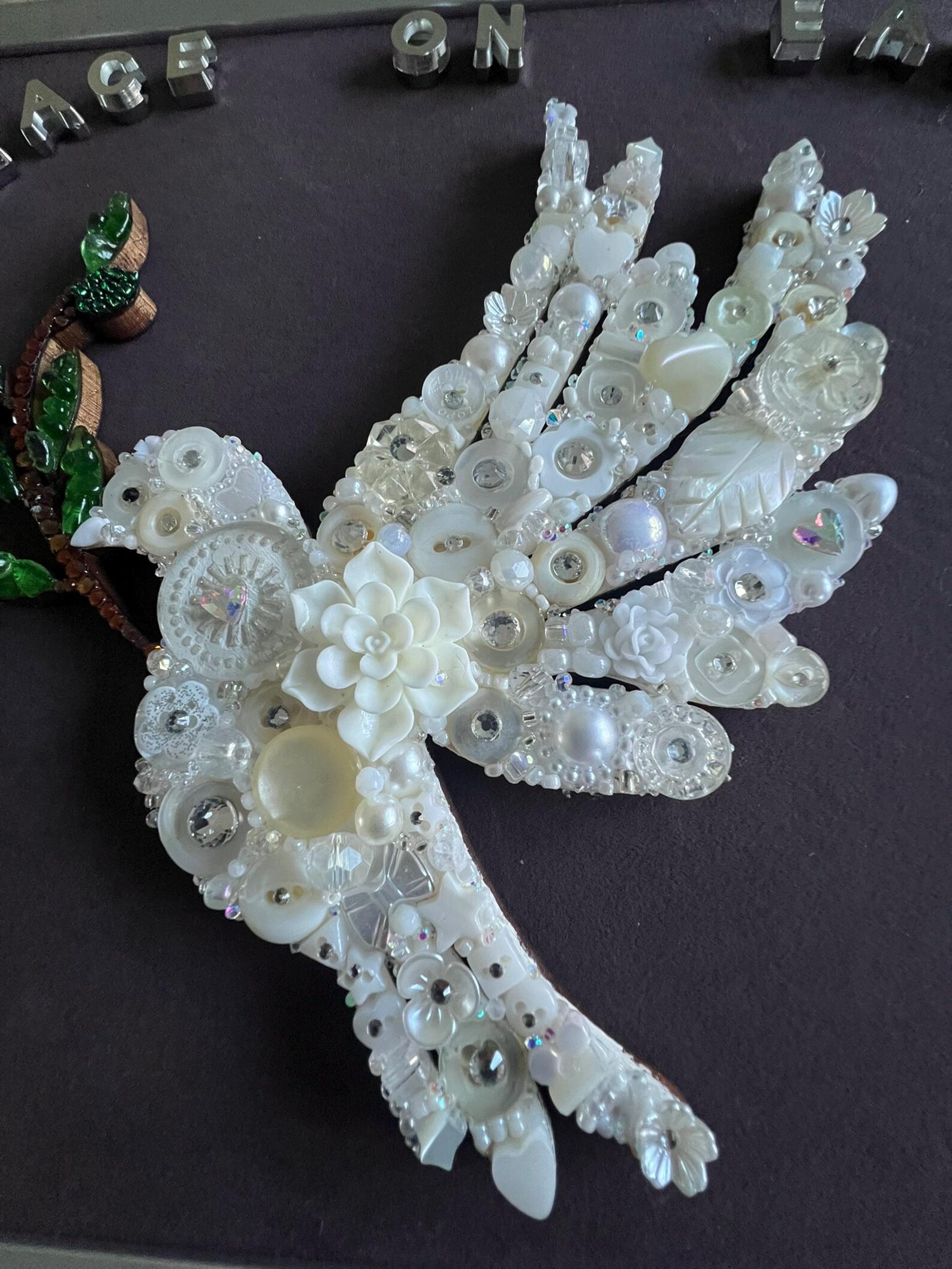 Peace Dove Button Art, Vintage Jewelry Embellished, Christmas Decor - Etsy