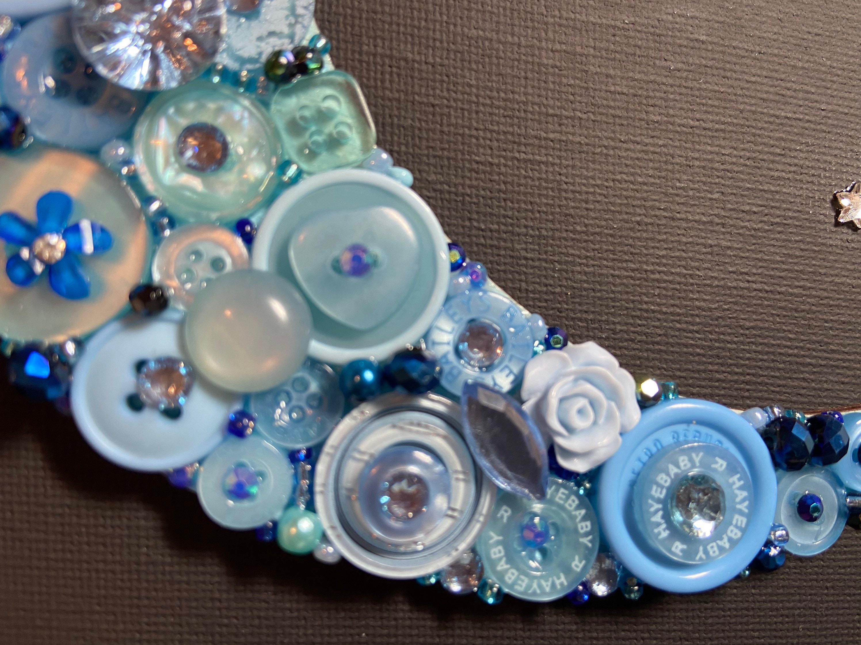 Moon and Stars Art Custom Button Art Celestial Art Blue | Etsy