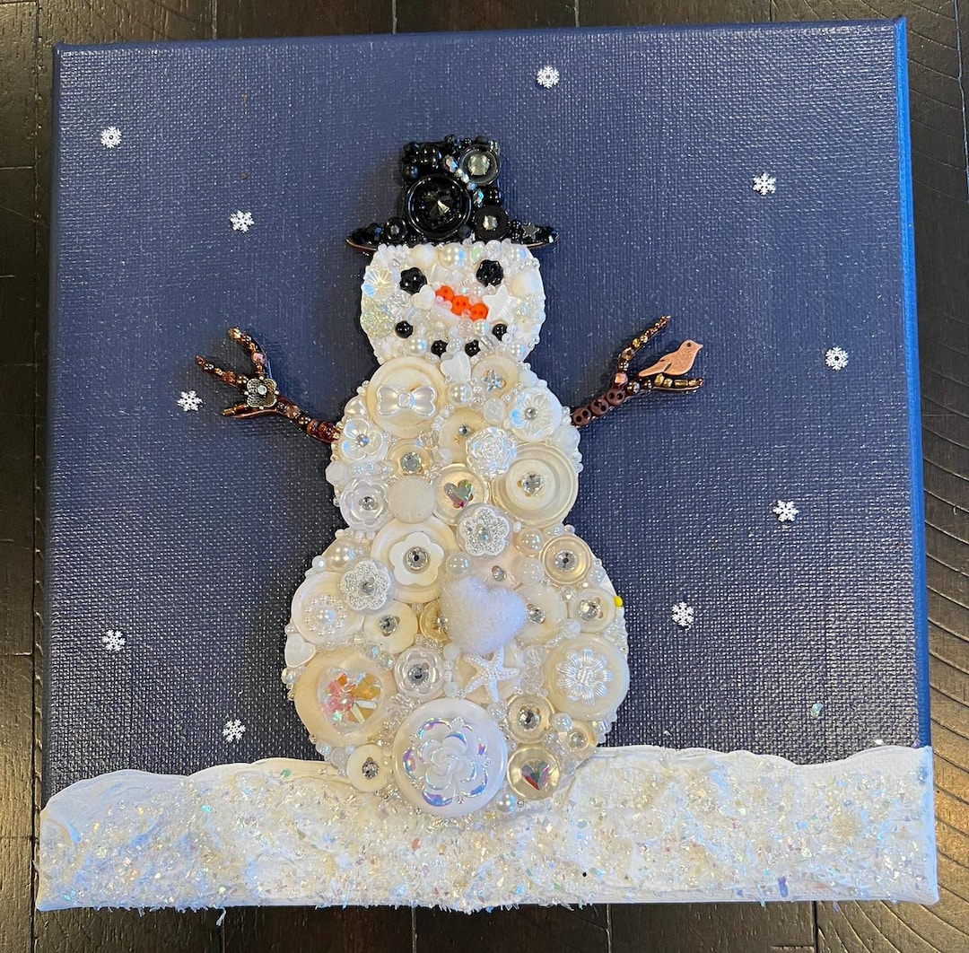 Snowman, Button Art, Vintage Buttons, Winter Decor, Christmas Decor ...