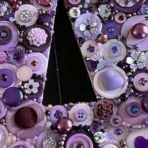 Alphabet Letter Art, Purple Decor, Vintage Buttons, Customizable Art ...