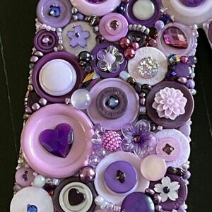 Alphabet Letter Art, Purple Decor, Vintage Buttons, Customizable Art ...