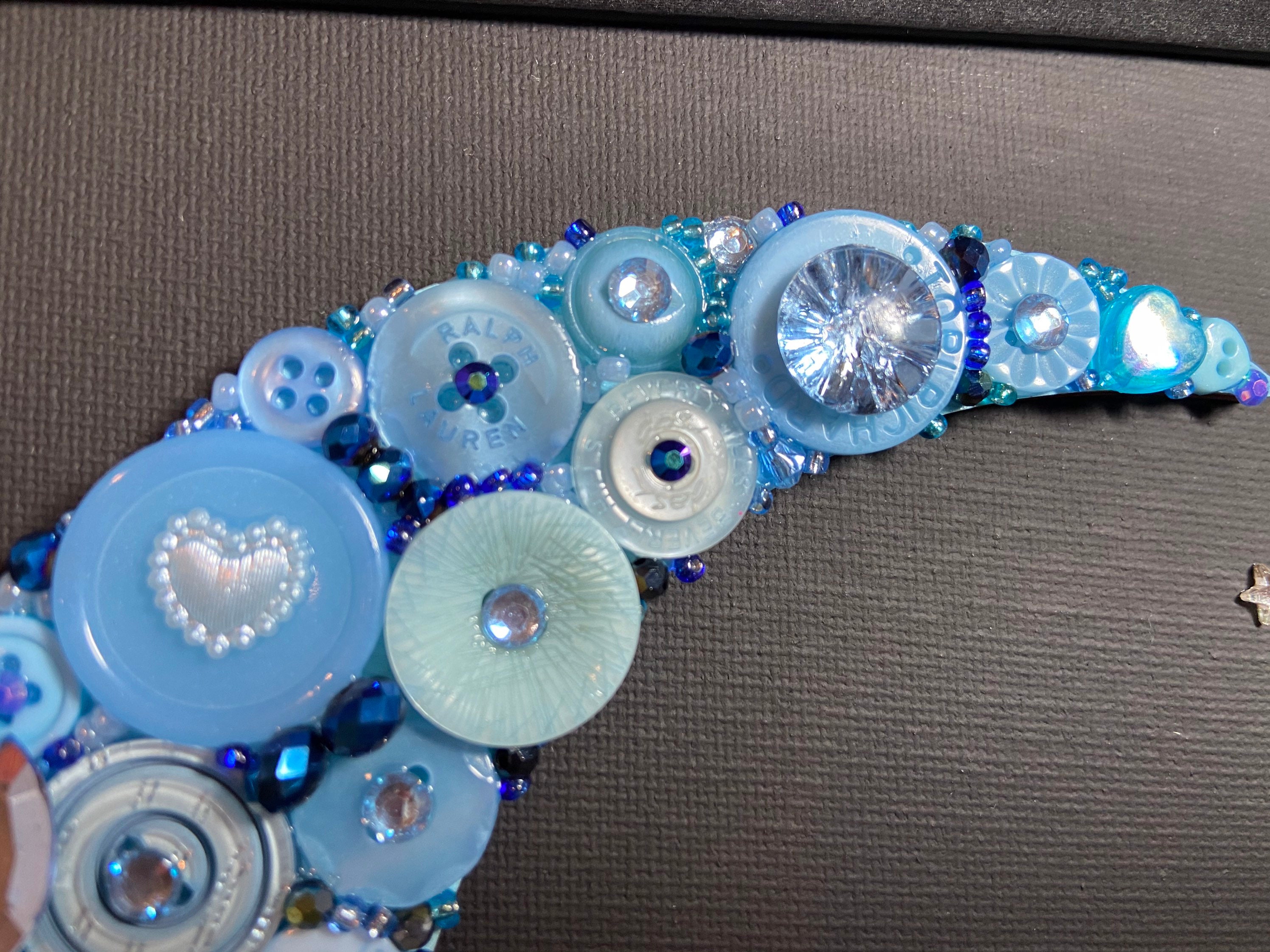 Moon and Stars Art Custom Button Art Celestial Art Blue | Etsy