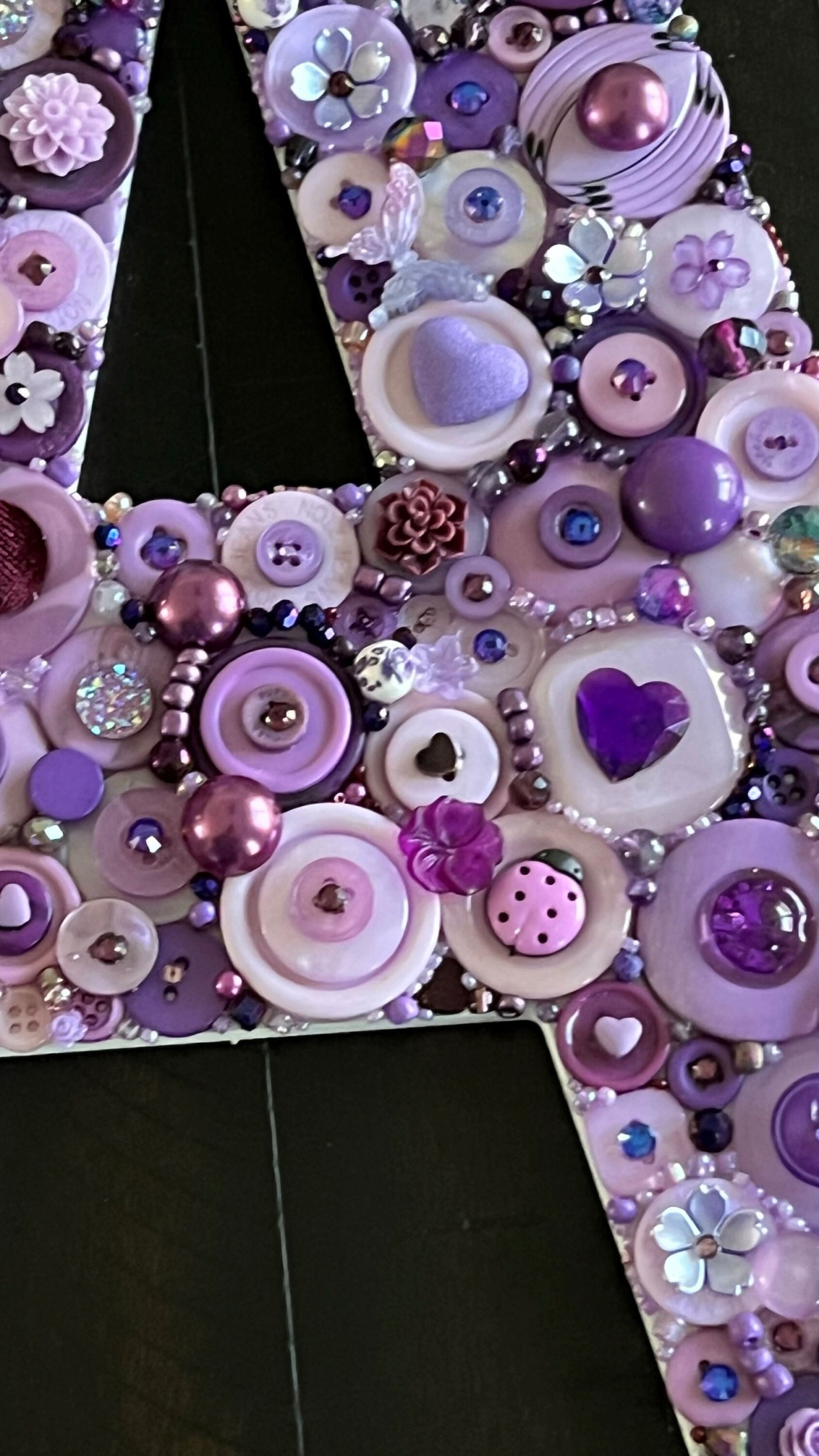 Purple Button Letter Art, Embellished Initial Decor (14x10 In) - Etsy