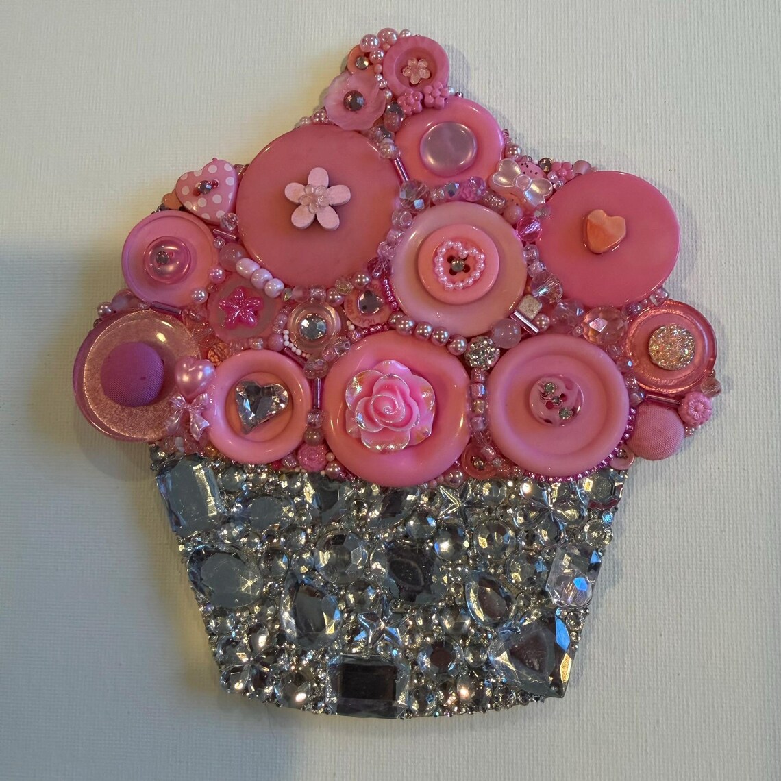 Pink Button Cupcake, Kitchen Decor, Girls Room Decor,vintage Buttons ...