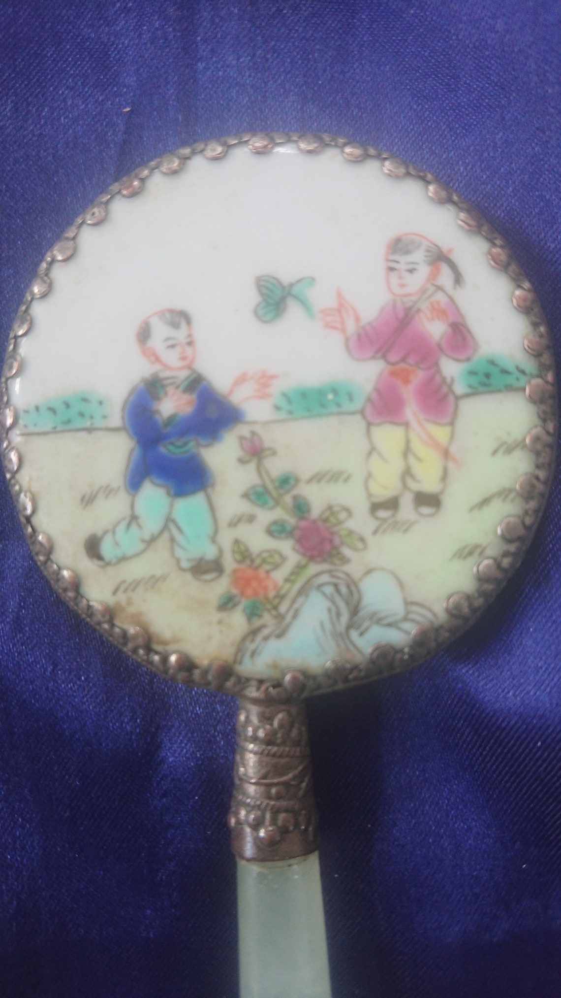 Lovely Hand Painted Oriental Hand Mirror - Etsy