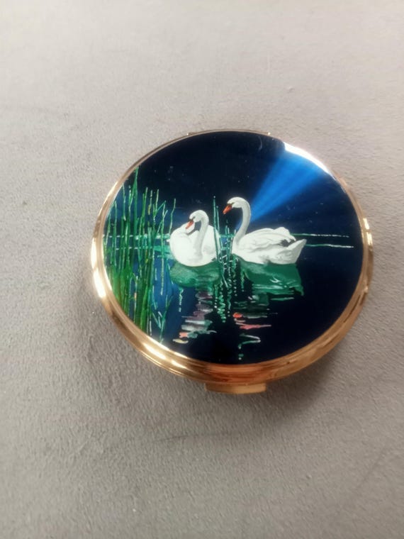 1960s Stratton blue enamel powder compact - Gem