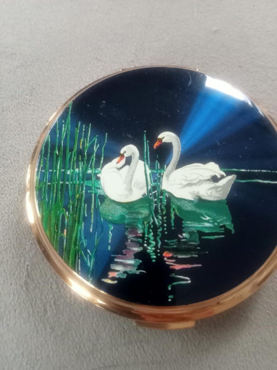 1960s Stratton blue enamel powder compact - Gem