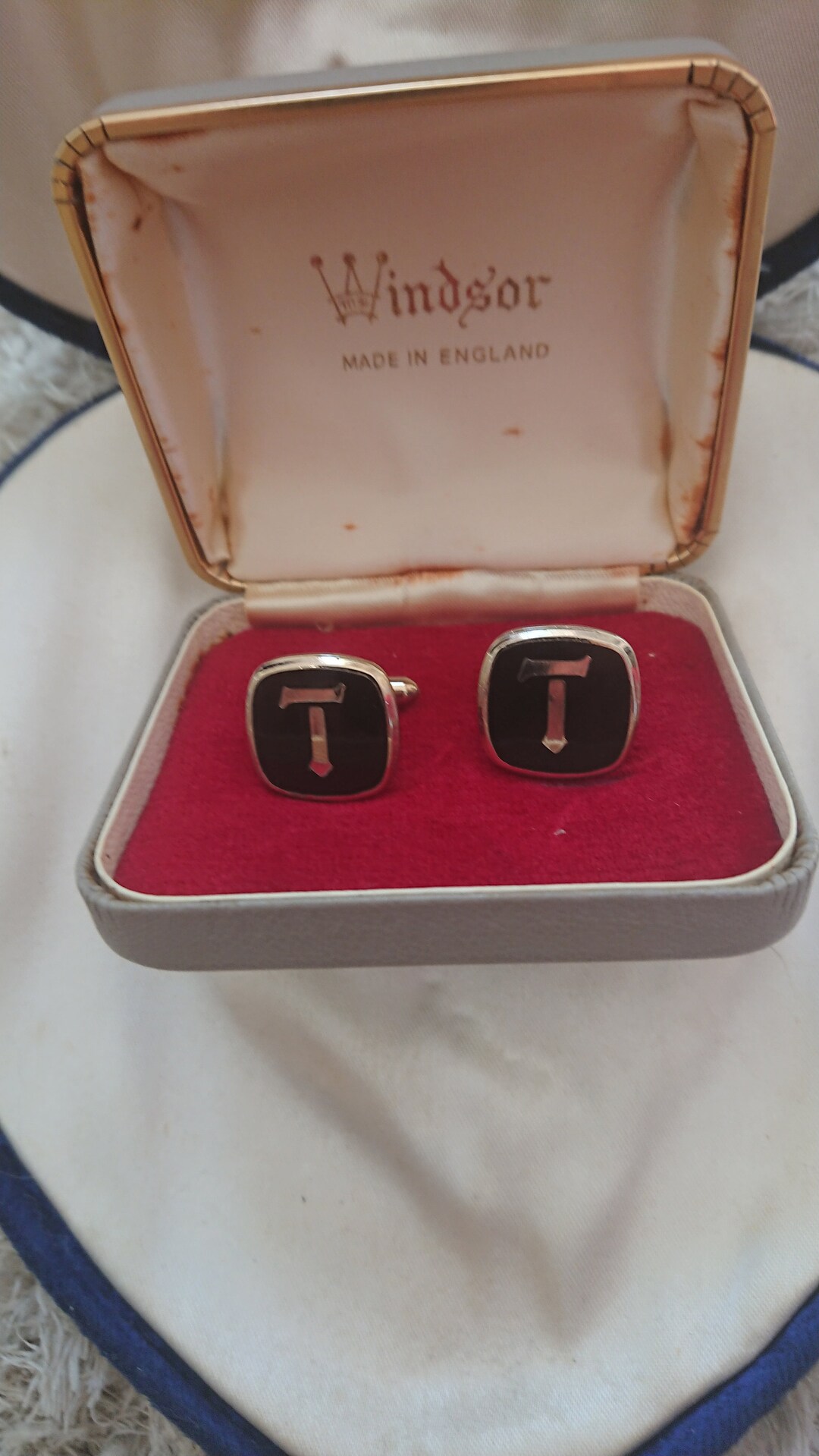 1950s Windsor Gold Tone and Black Enamel Letter T Cufflinks - Etsy